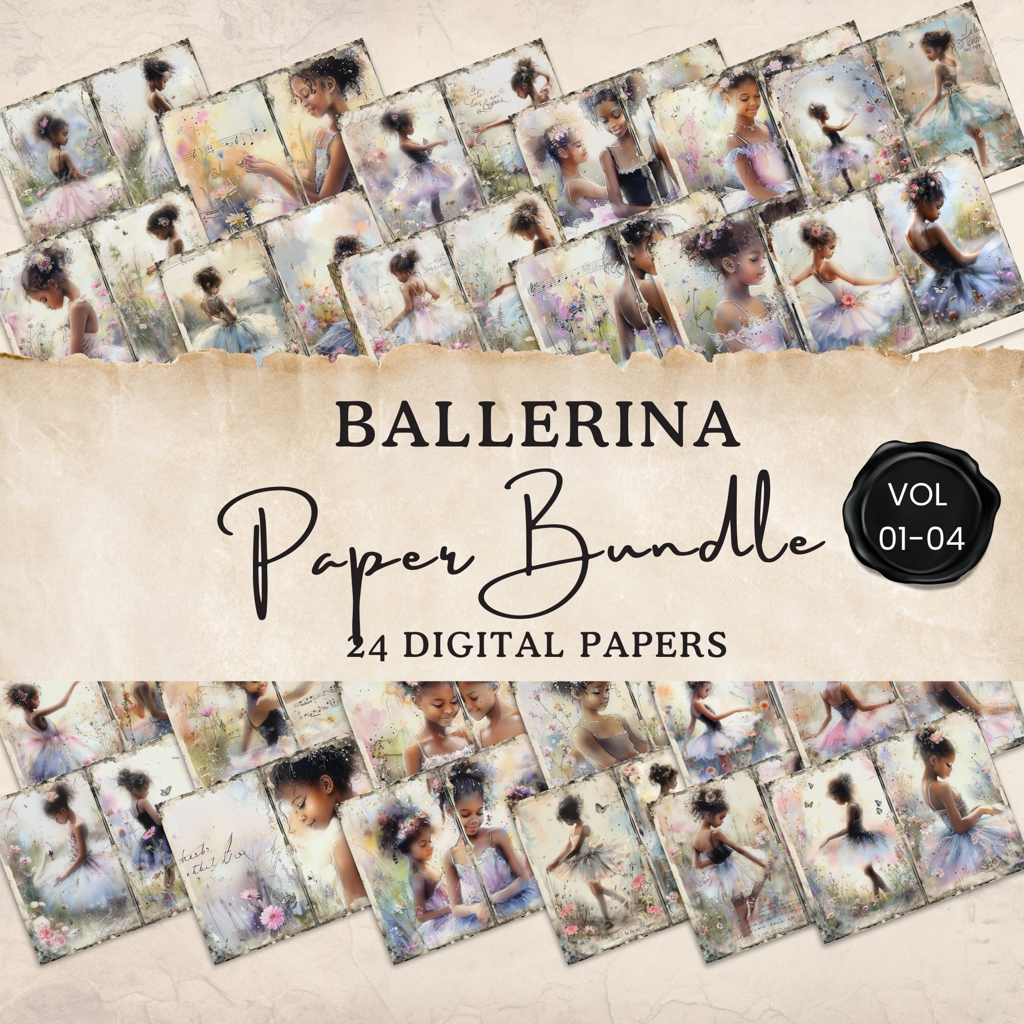 Ballerina Theme Paper 24 Ballet Junk Journal Pages Digital Floral ...