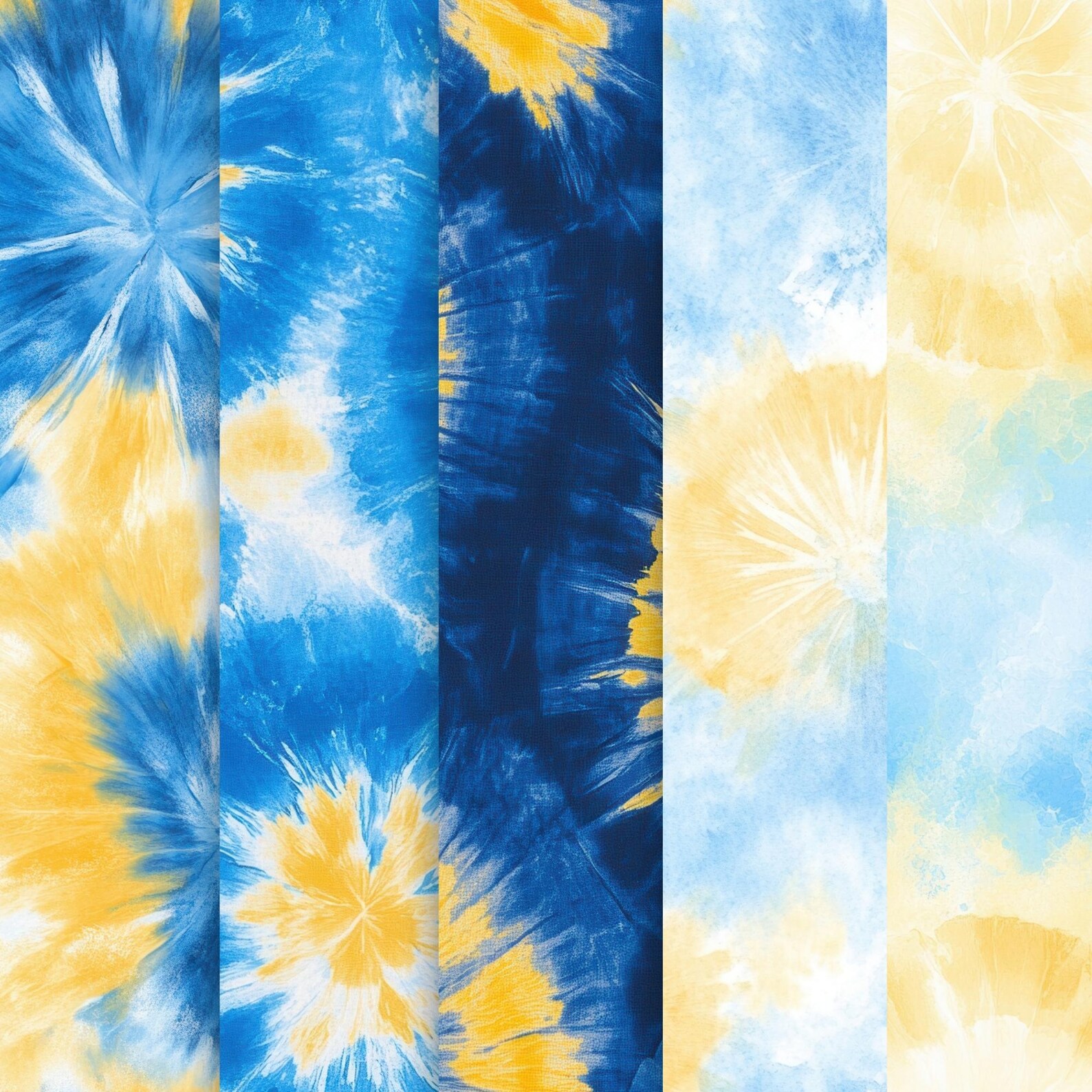 Blue and Yellow Tie Dye Digital Paper, Seamless Pattern, Royal Blue ...