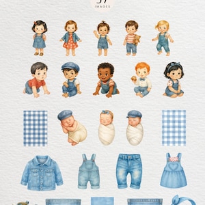 Blue Jean Clipart, Denim Baby Clip Art, Boy Baby Clothesline PNG, Denim ...