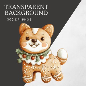 Gingerbread Dog Clipart, Christmas Puppy PNG, Holiday Baking Clip Art ...