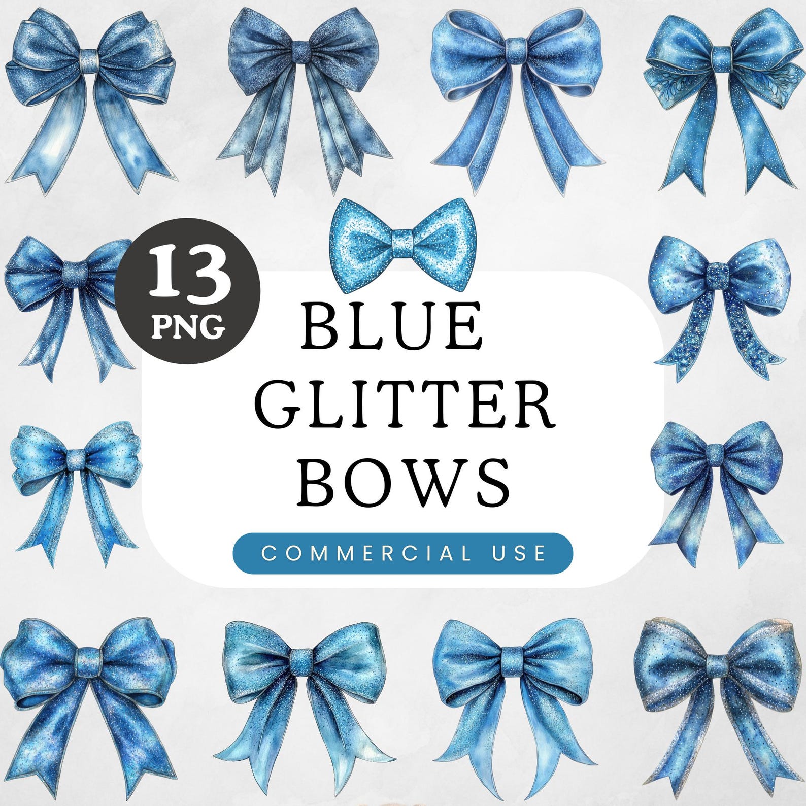 Blue Glitter Bow PNG | Coquette Aesthetic | Preppy School Spirit ...