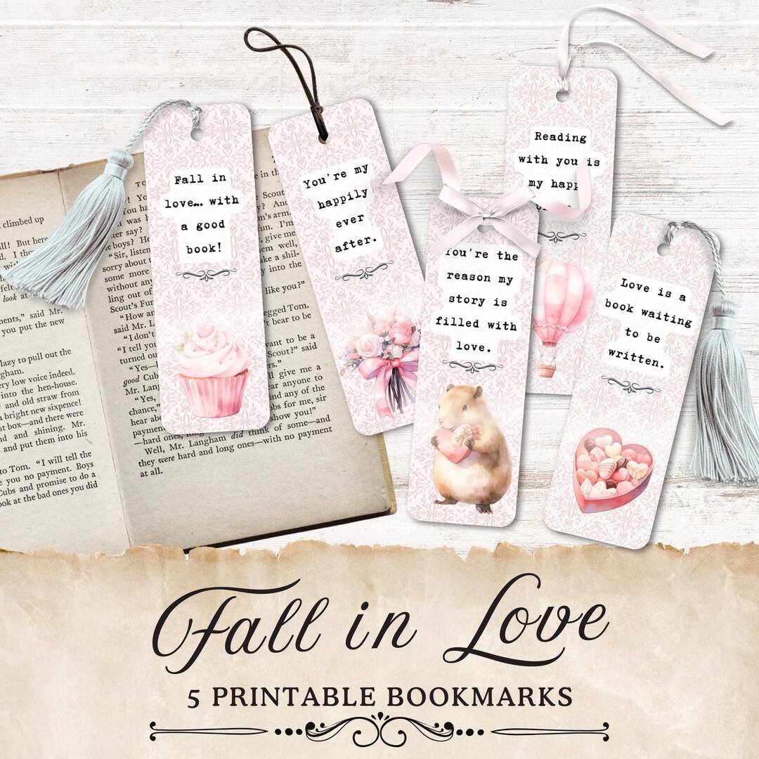 Romantic Couples Printable Bookmarks, Valentine's Day Gift Bookmarks ...
