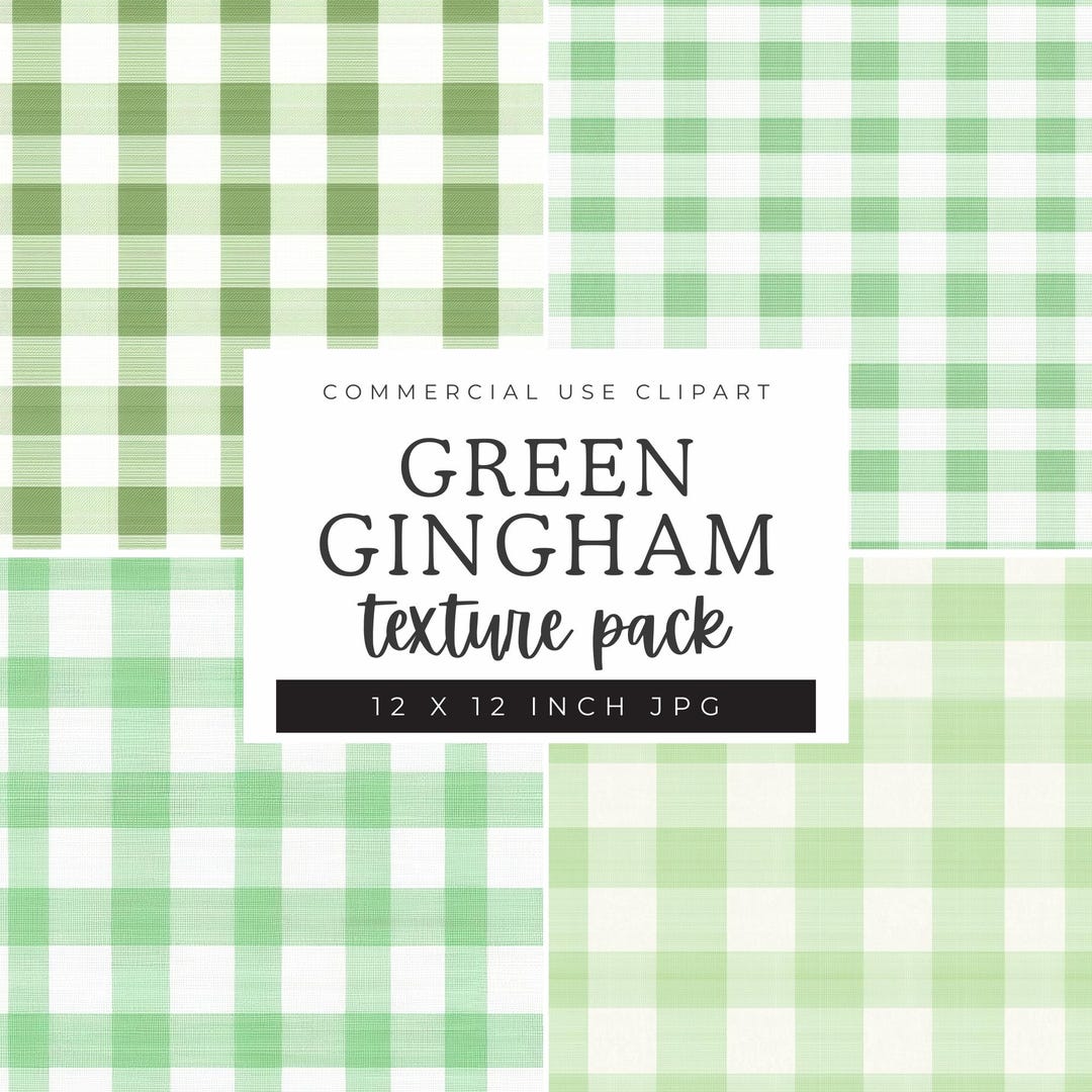 Green Gingham Pattern Digital Paper, Plaid Background Texture, Gingham ...