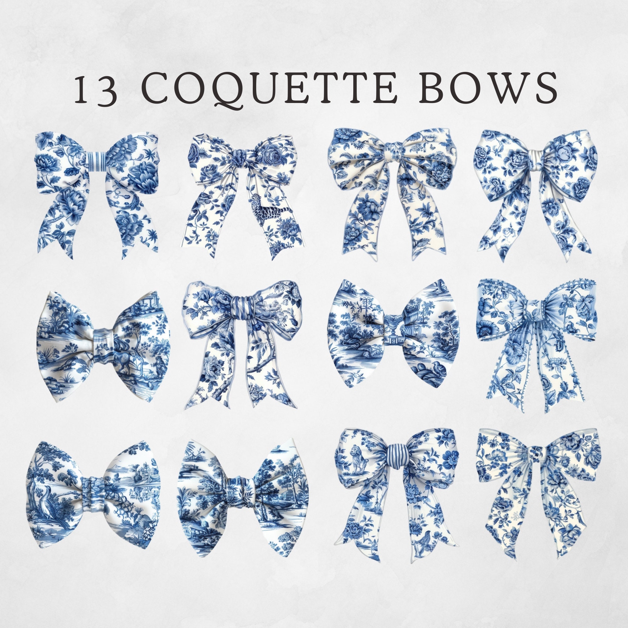 Blue Toile Bow Clipart | Vintage French Toile De Juoy | Coquette Bows ...
