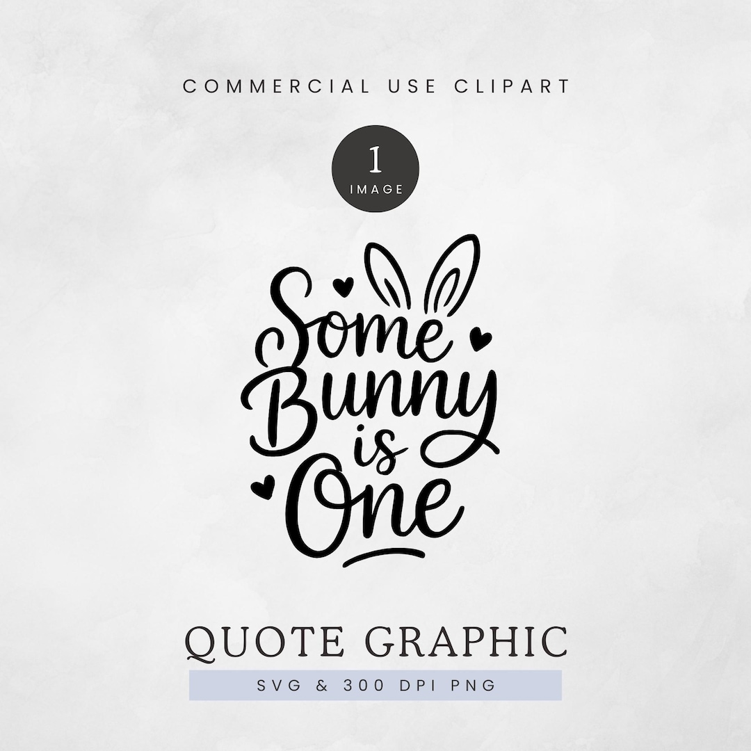 Some Bunny is One PNG, Bunny First Birthday SVG, Rabbit 1st Birthday ...