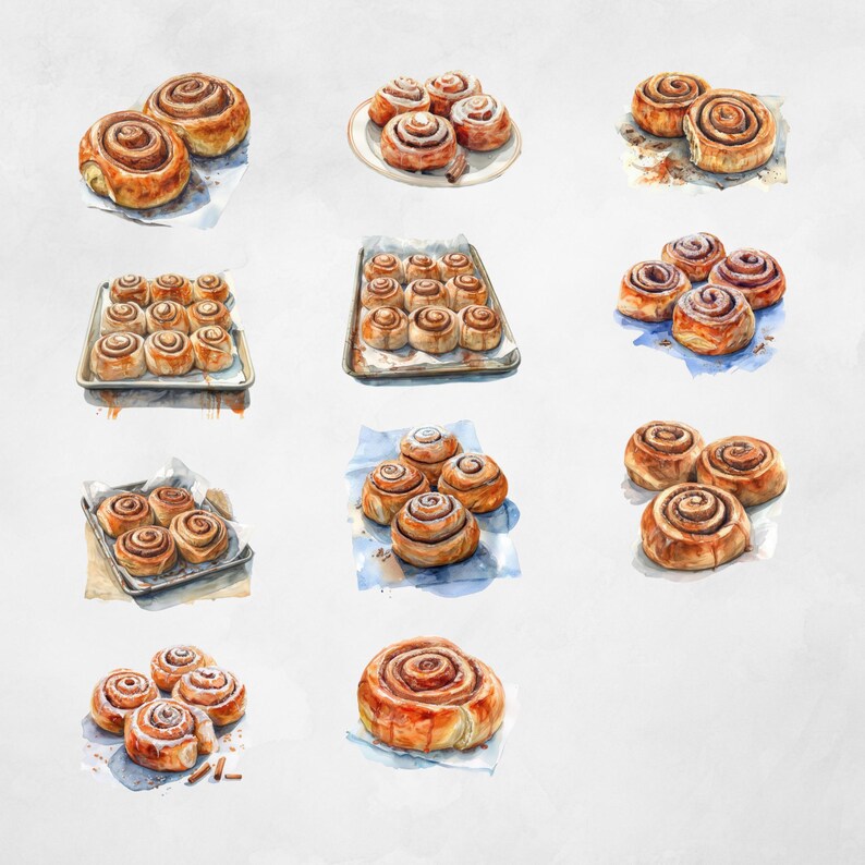 Cinnamon Roll Clipart | Dessert for Breakfast PNG | Cinnamon Bun Clip ...