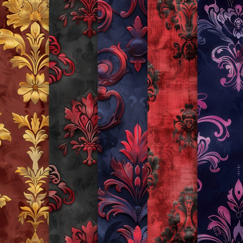 Velvet Damask Textures | Digital Papers, Scrapbooking, Junk Journal ...