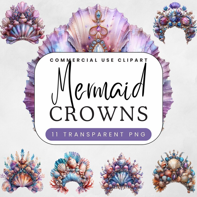 Mermaid Crown Clipart | Princess Birthday Party Tiara | Digital ...