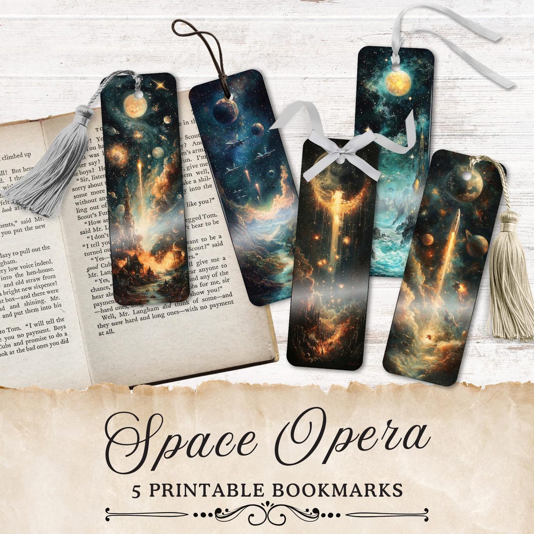 Space Opera Printable Bookmarks, Scifi Bookmarks Sublimation, Print at ...