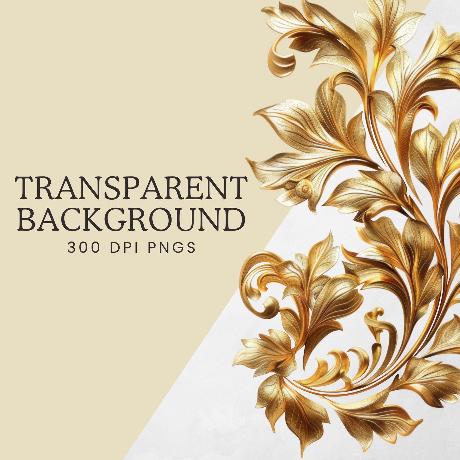 Gold Filigree Clipart | Gold Leaf Botanical Flourishes | Digital ...