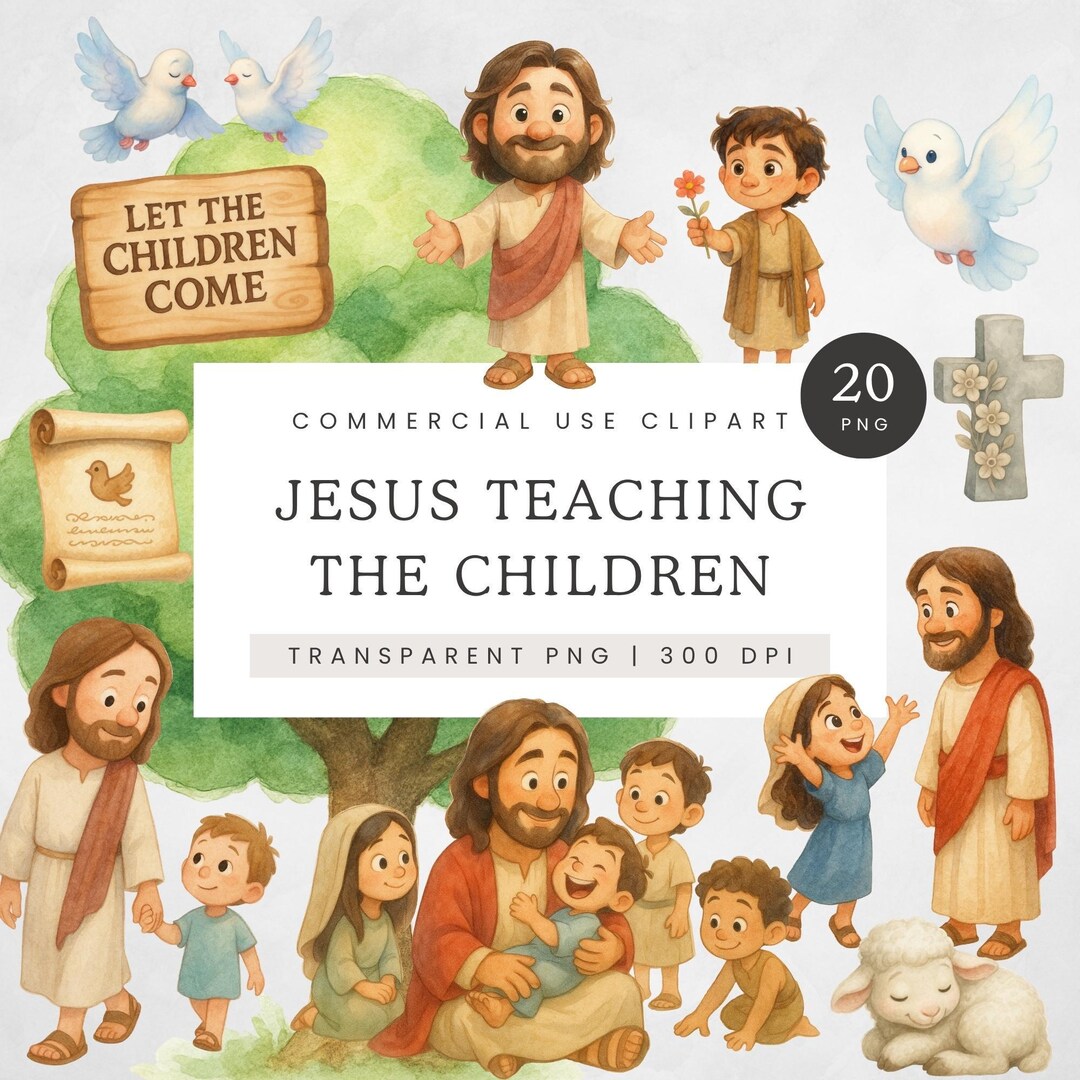 Jesus Teaching Children Clipart, New Testament Biblical Character Clip ...