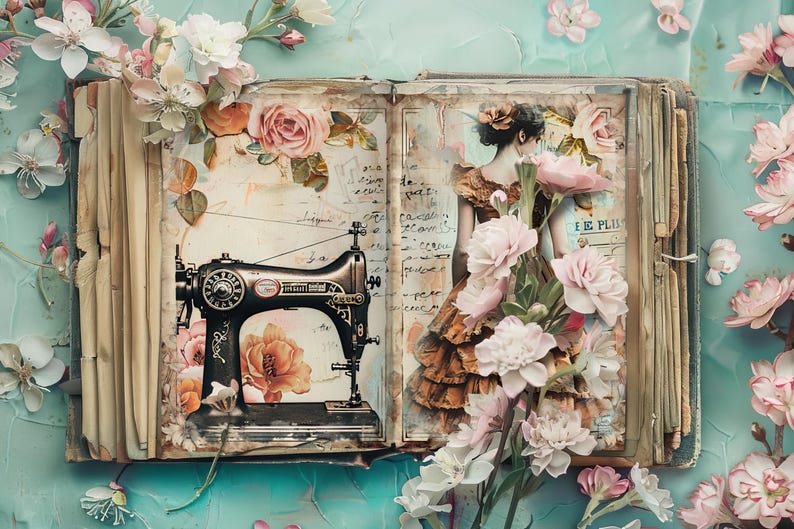 Sewing Theme Printable Junk Journal 6 Sewing Journal Pages Digital ...