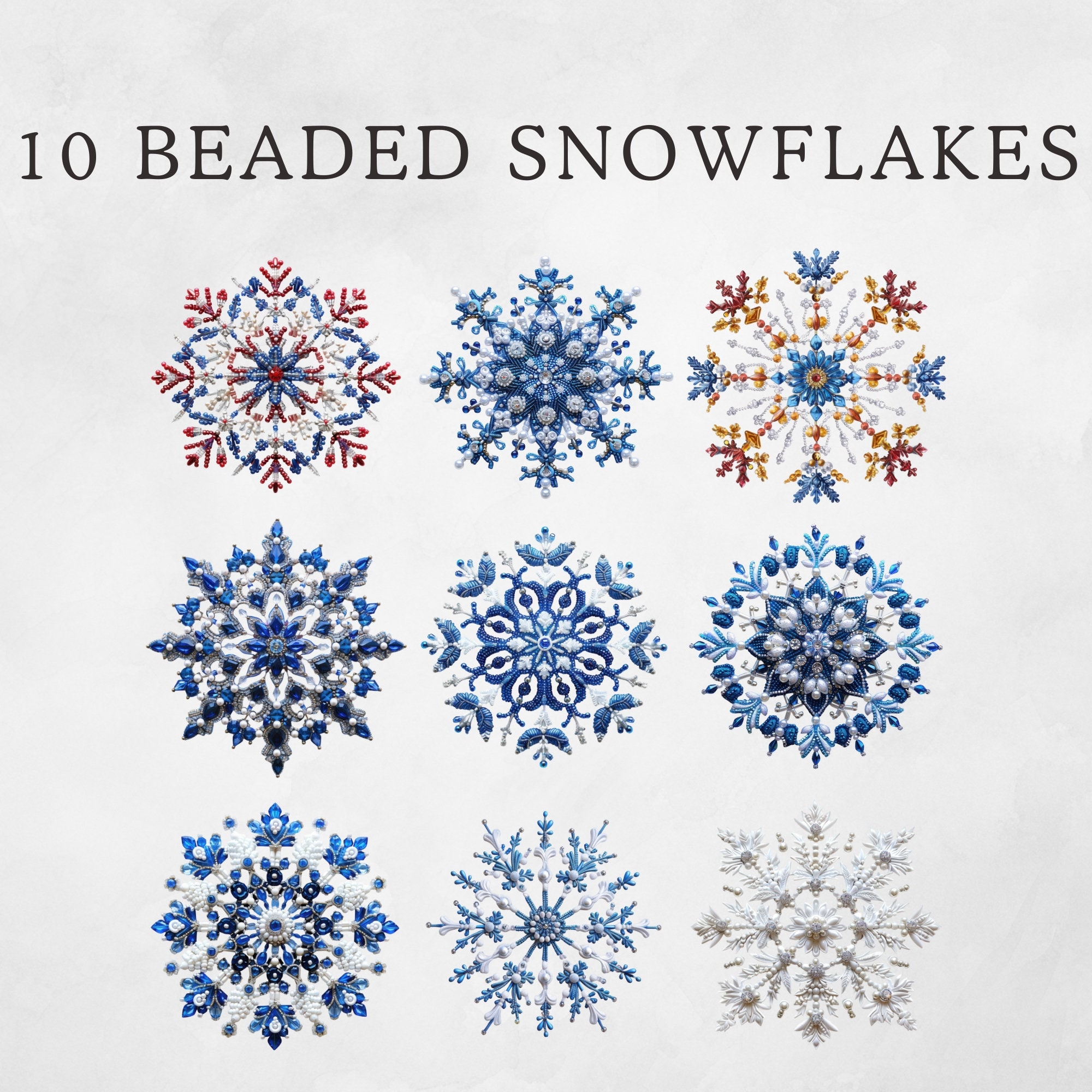 Beaded Snowflake Ornament Clipart | Watercolor PNG | Christmas ...