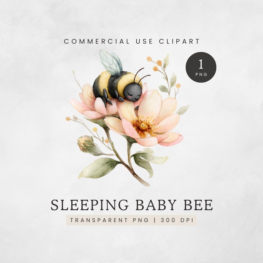 Little Bee Clipart, Watercolor Cute Baby Bee PNG, Nursery Art Bee ...