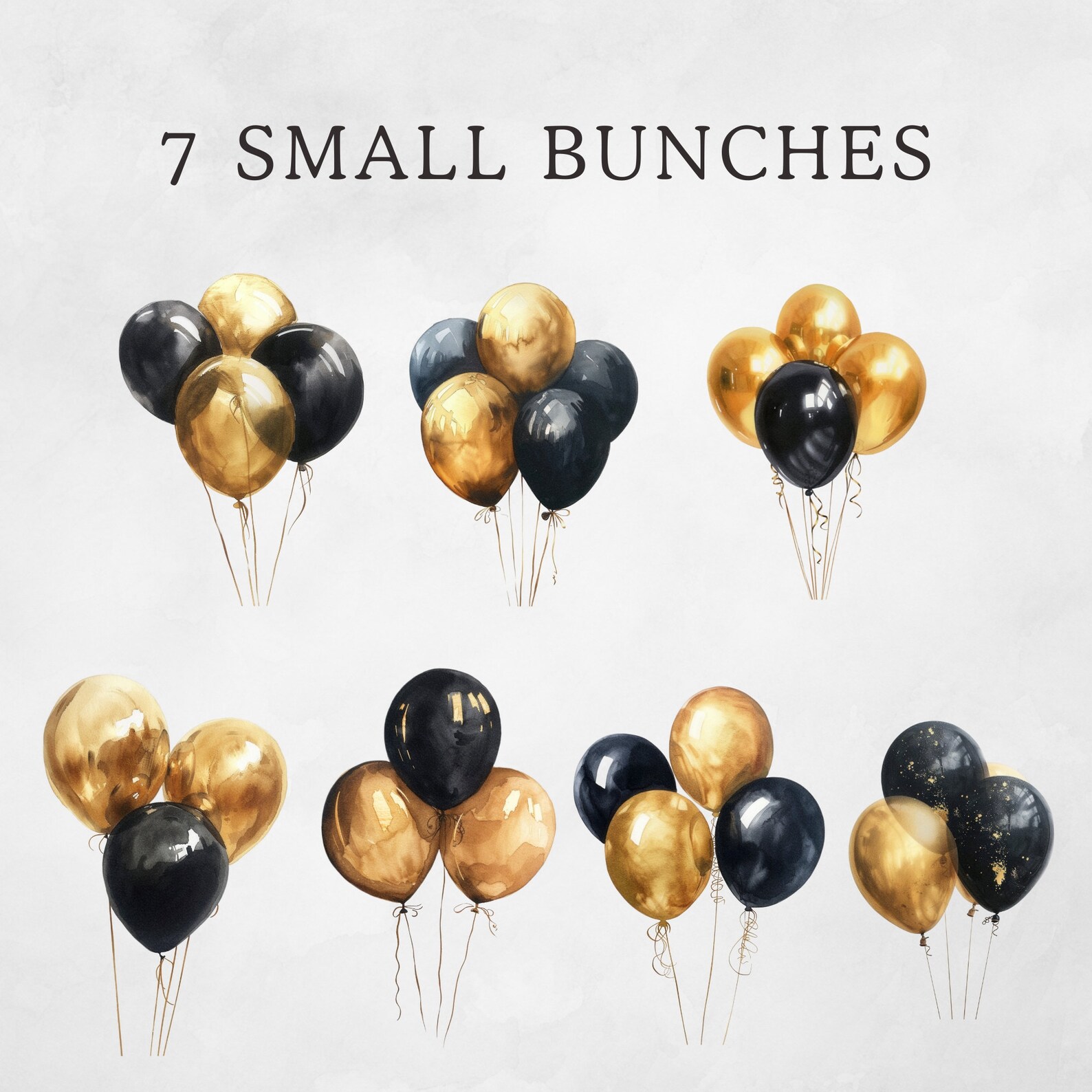 Black and Gold Balloon Clipart | Birthday Glitter Png | Black & Gold ...