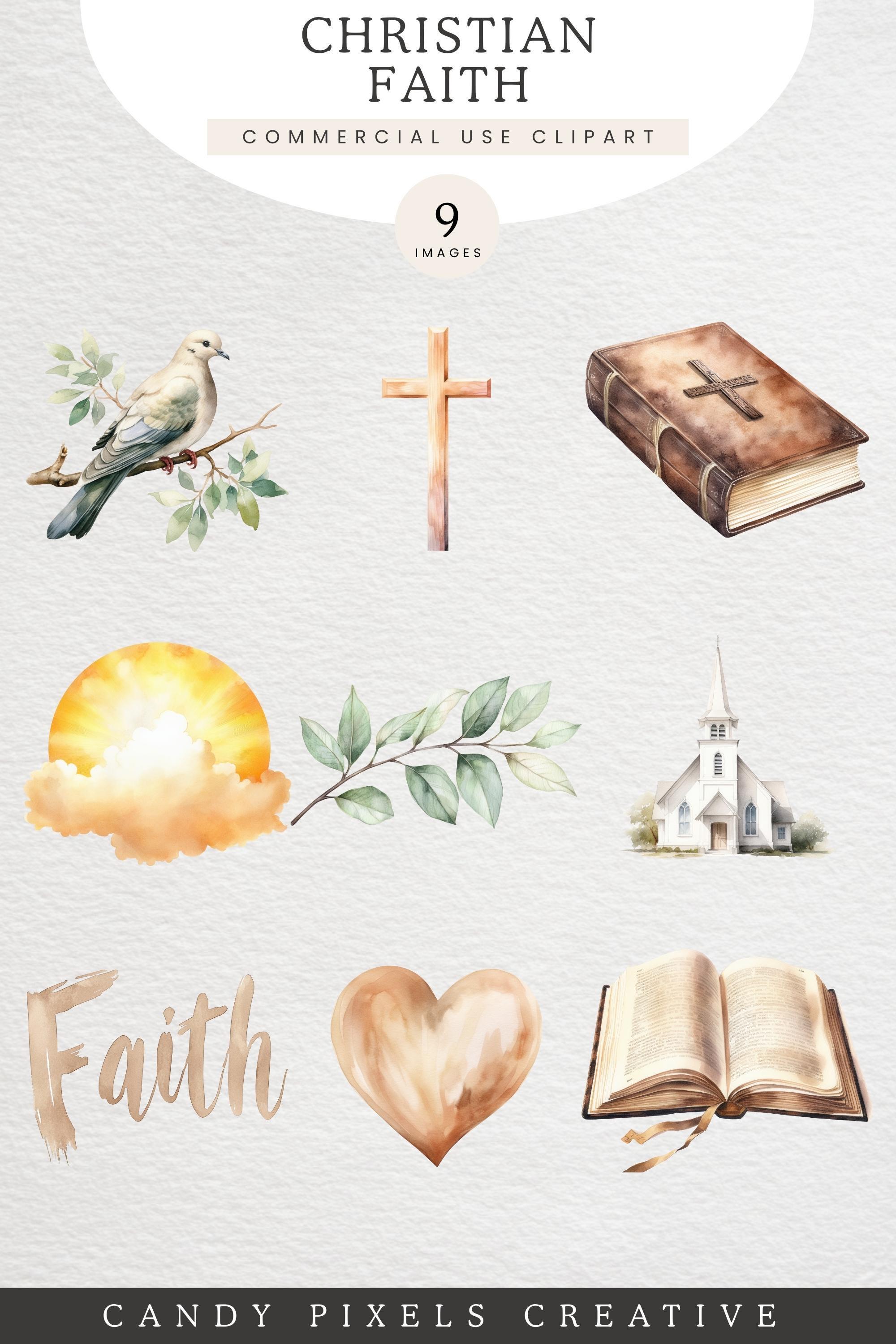 Christian Faith Clipart, Open Bible PNG, Simple Neutral Cross Clip Art ...
