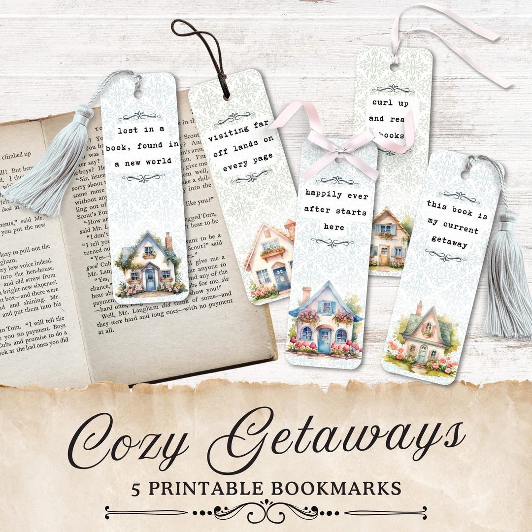 Little Cottage Printable Bookmark, Cottagecore Bookmarks, Magical ...