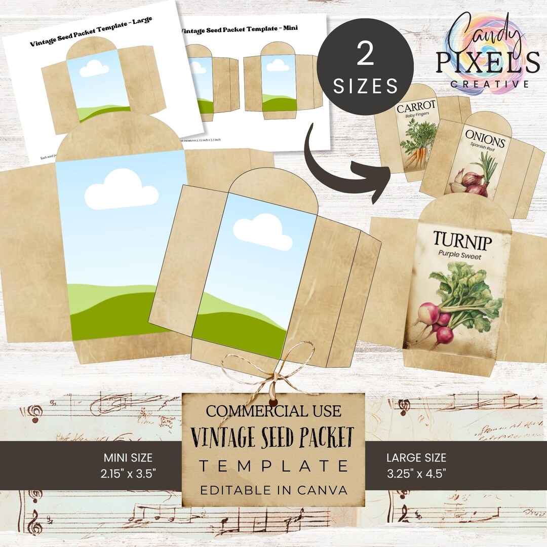 Seed Packet Template, Custom Vintage Flower Seed Packet, Drag and Drop ...