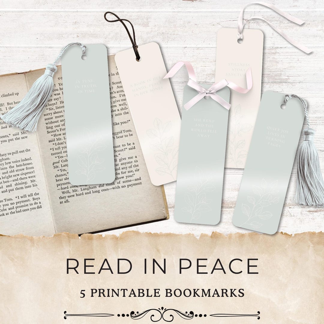Floral Bookmark PNG, Minimalist Botanical Printable Bookmarks, Print at ...