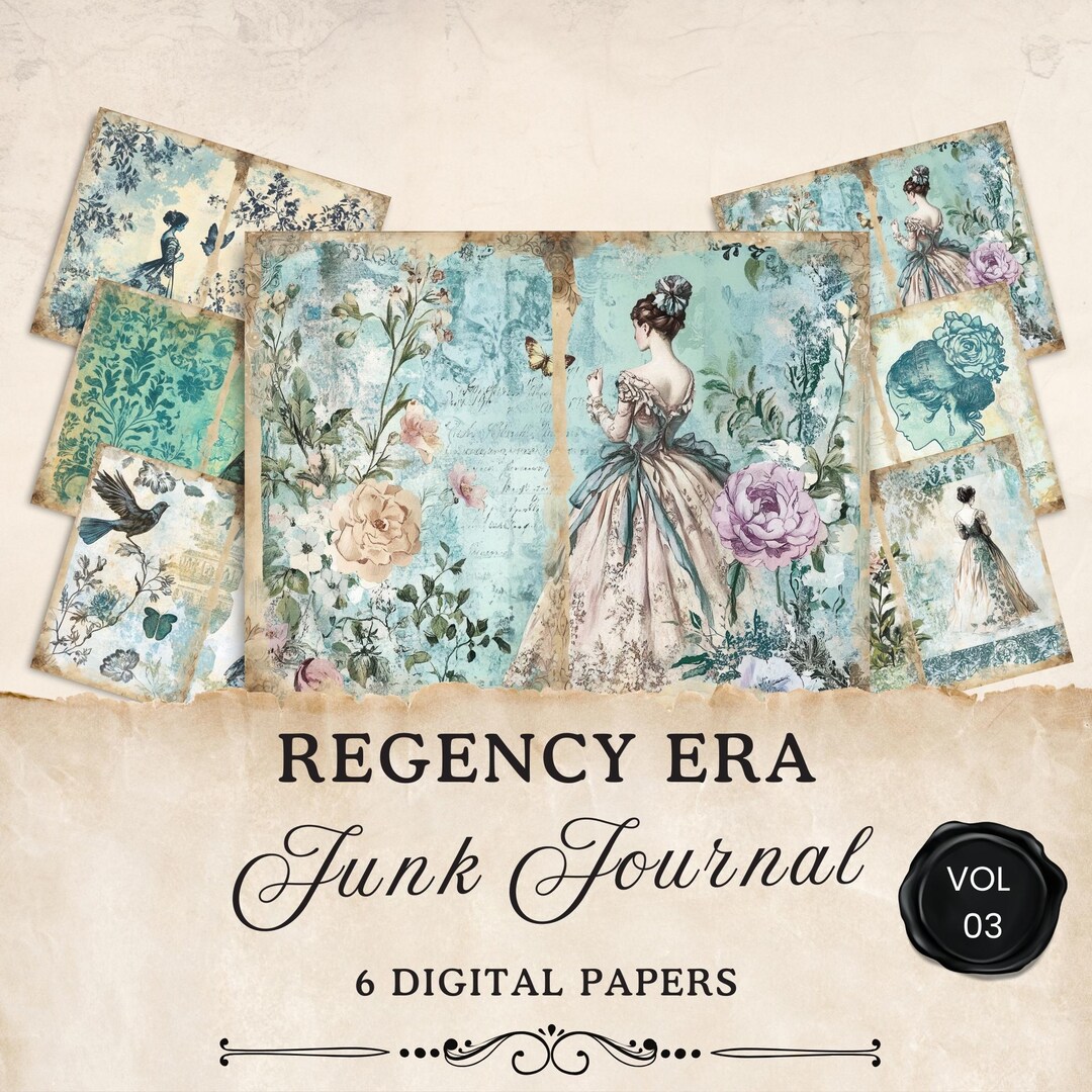 Regency Era Junk Journal Pages, 6 Jane Austen Printable Digital Papers ...