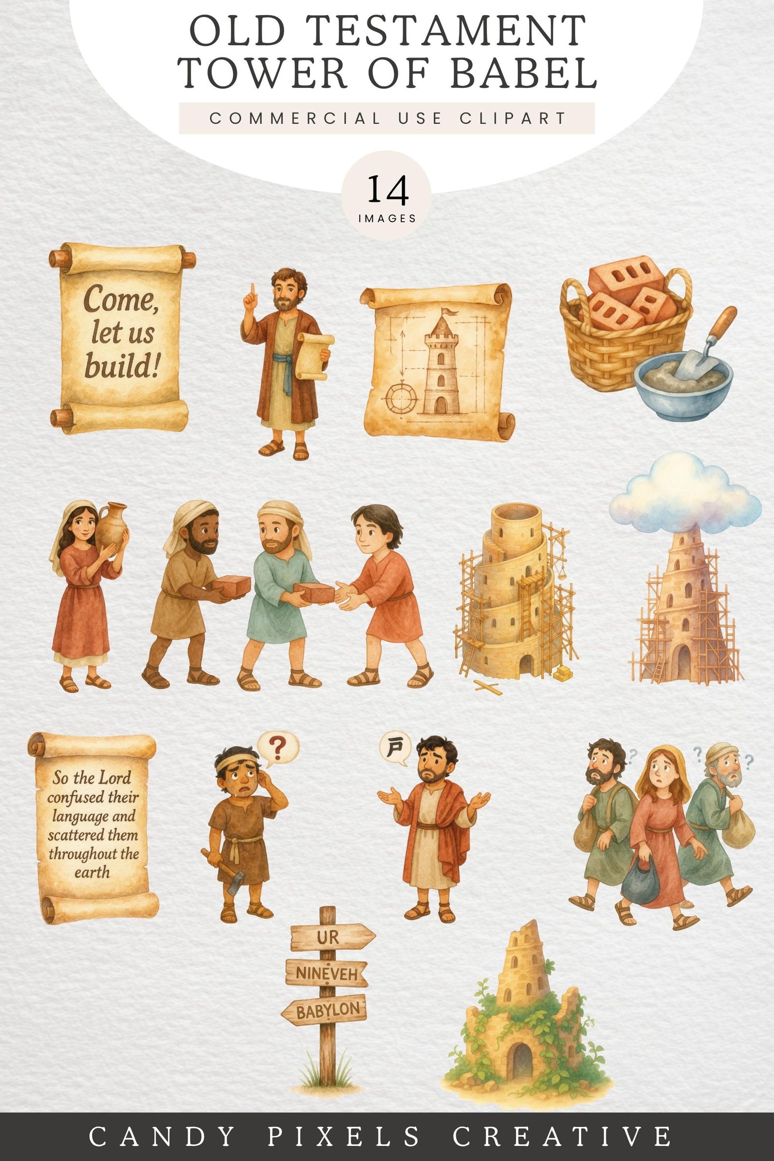 Tower of Babel Clipart, Old Testament Bible Character Clip Art ...