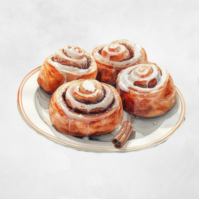 Cinnamon Roll Clipart | Dessert for Breakfast PNG | Cinnamon Bun Clip ...