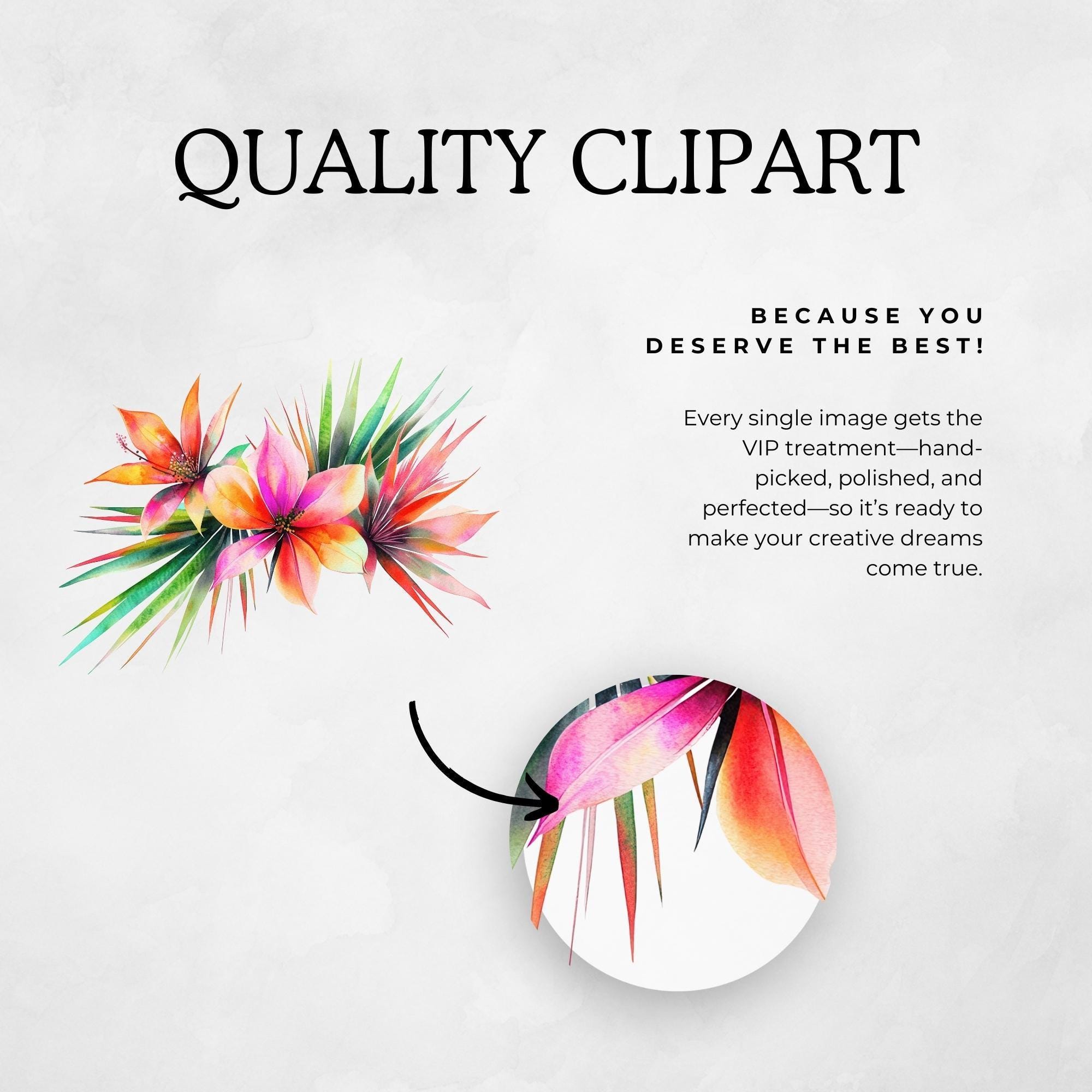 Bright Floral Clipart, Neon Tropical Flower Clip Art, Floral Watercolor ...