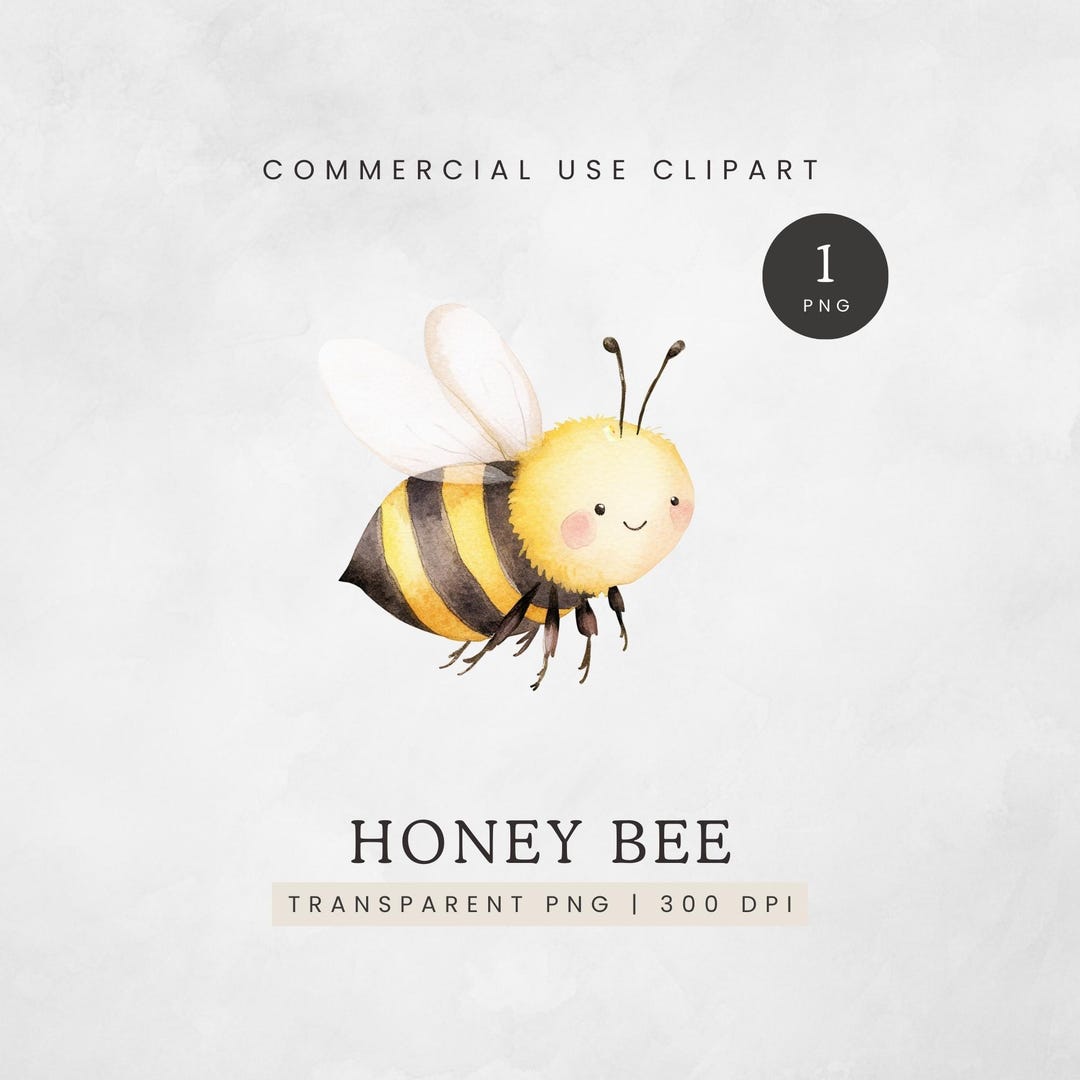 Honey Bee PNG, Watercolor Cute Baby Bee Clipart, Nursery Art Bee ...