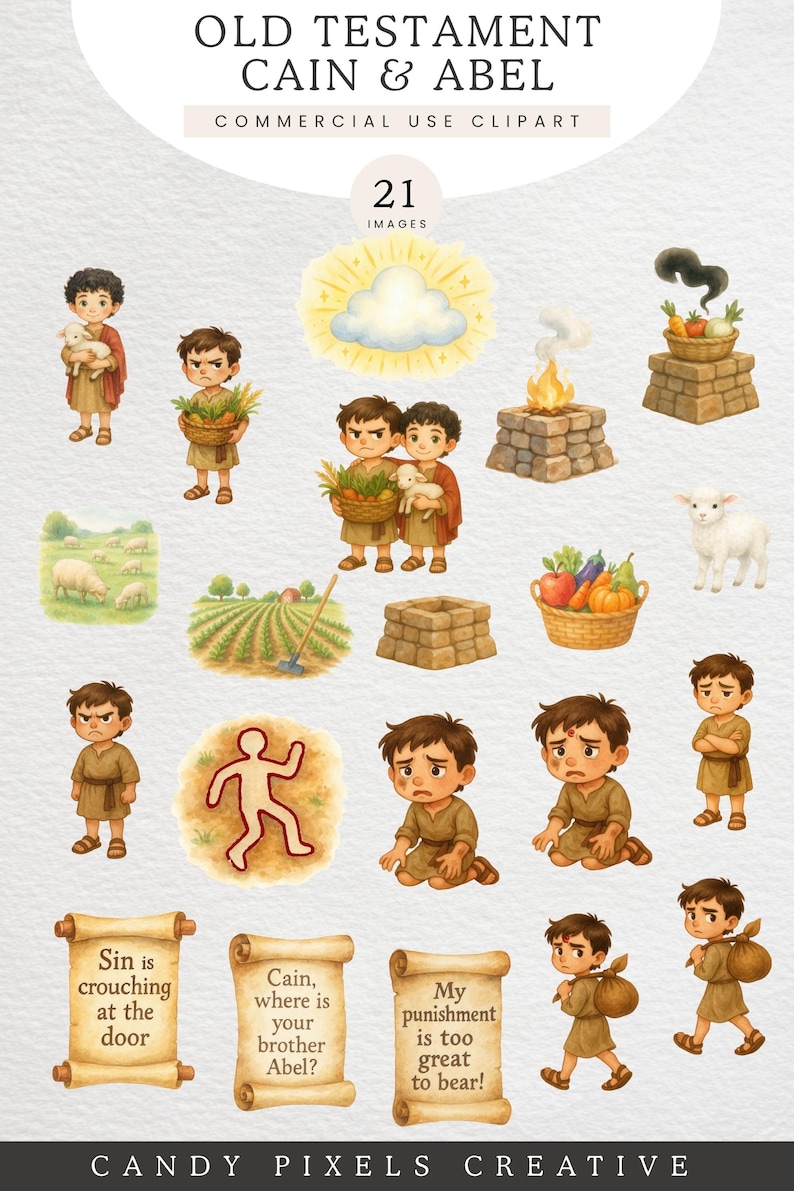 Cain & Abel Clipart, Old Testament Bible Character Clip Art, Biblical ...