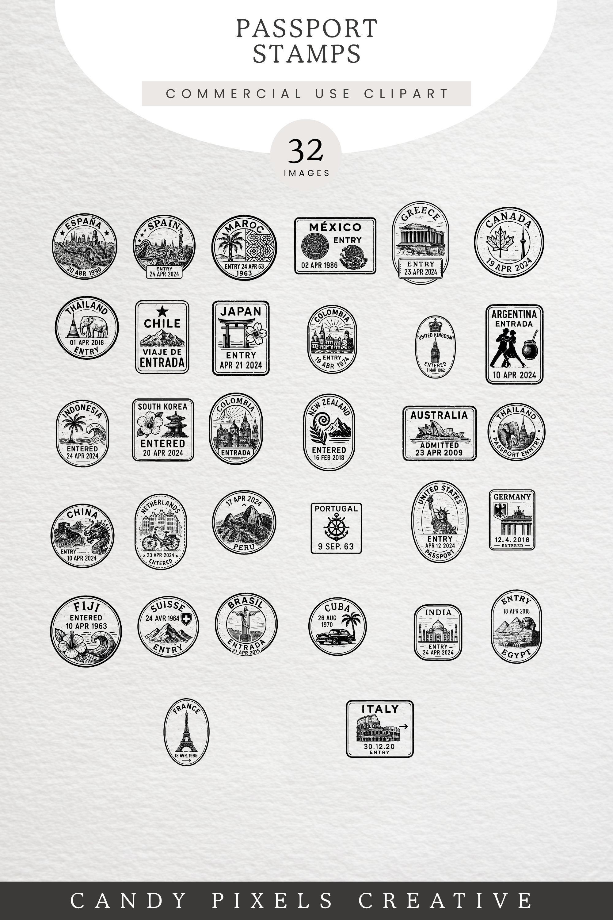 Passport Stamp Clipart, Passport Stamps PNG, Travel City Stamps SVG ...