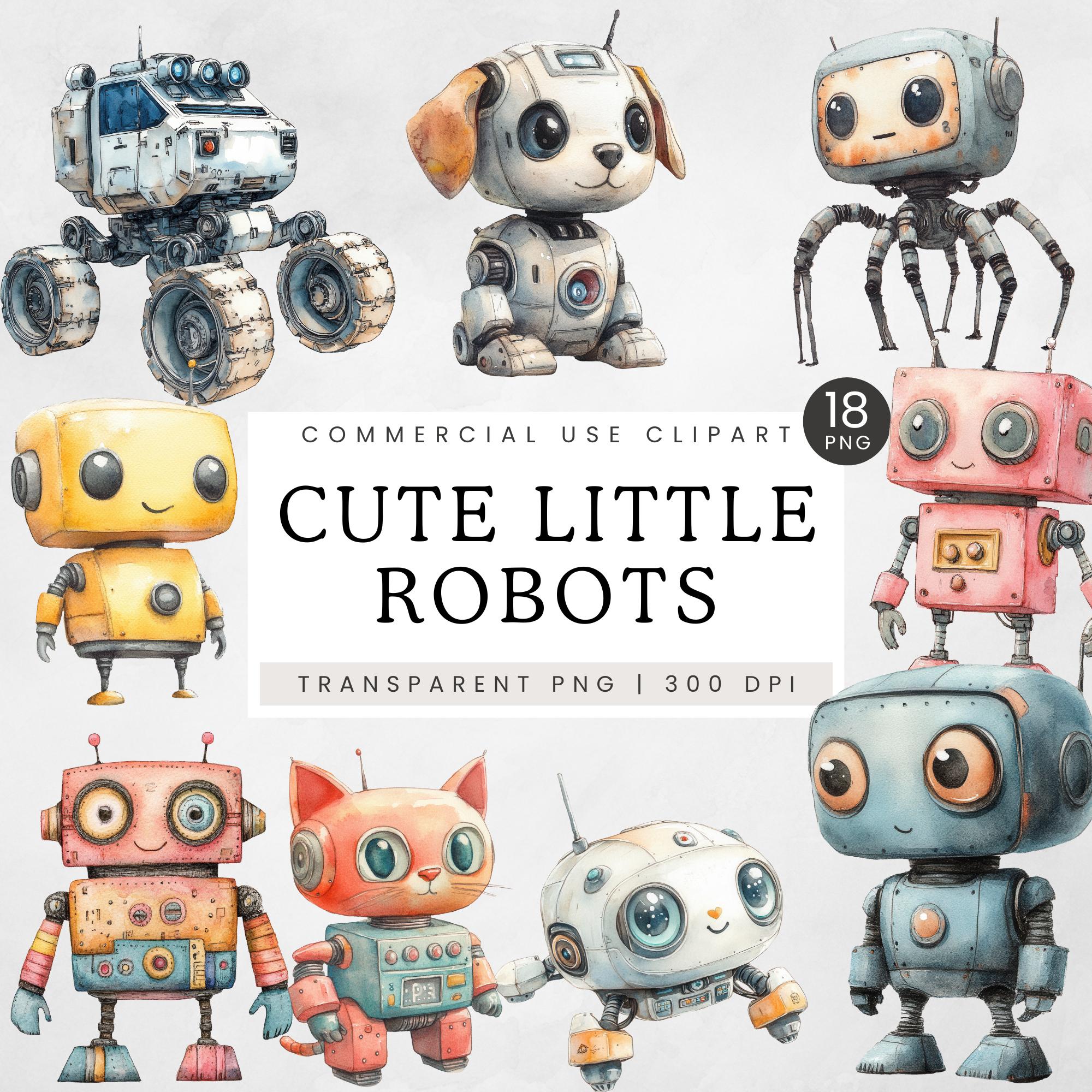 Cute Robot Clipart, Robot Dog Clip Art, Robo Cat PNG, Watercolor Cute ...