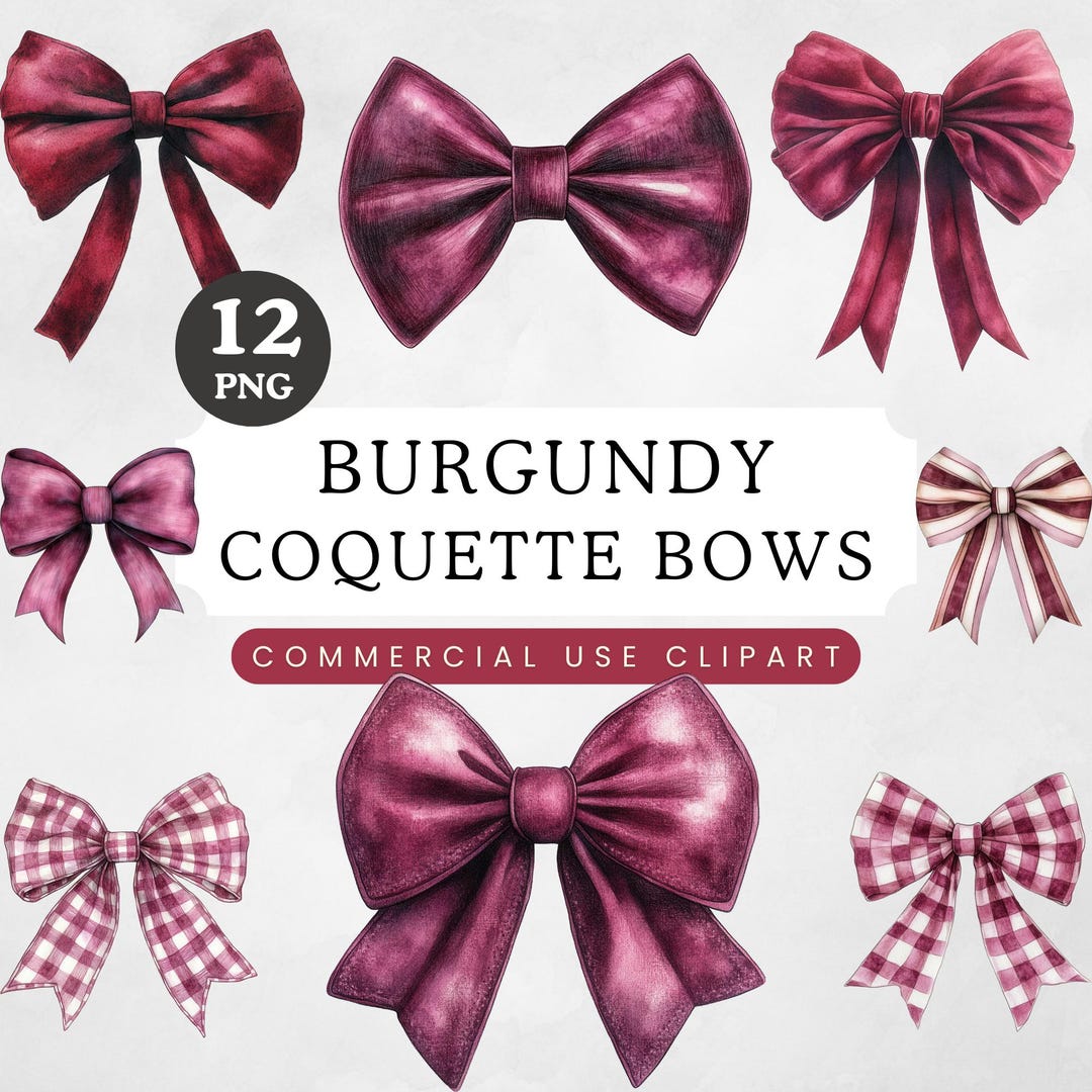 Burgundy Coquette Bow PNG, Grandmillennial Clipart, Preppy School ...