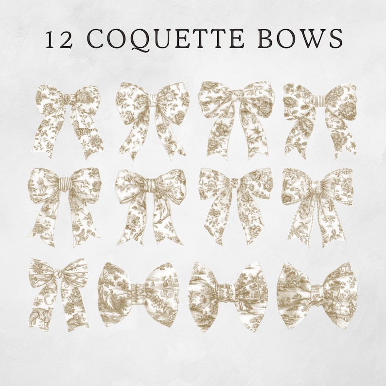 Neutral Toile Bow Clipart Light Pastel Vintage French Toile De Juoy ...