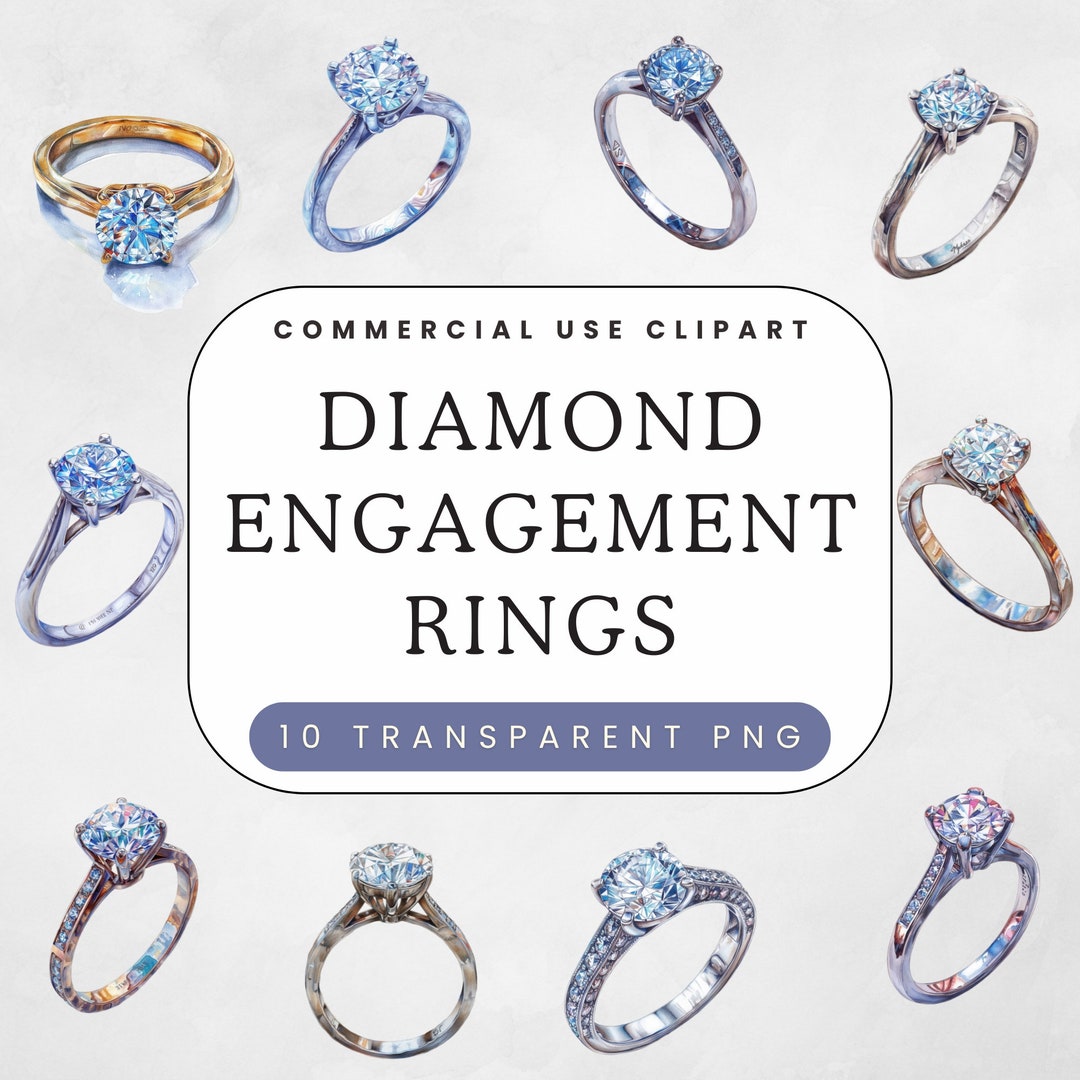 Watercolor Engagement Ring Clipart | Diamond Gold Rings | Weddings ...