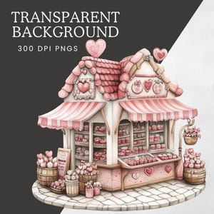 Candy Shop Clipart, Valentine Sweets Shop Transparent PNG, Watercolor ...