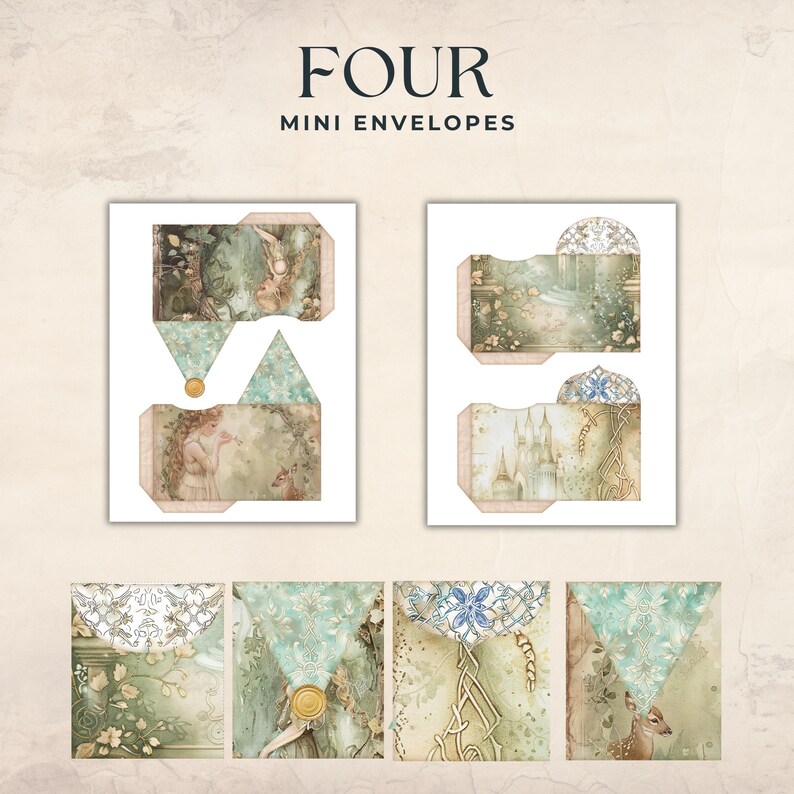 Elven Forest Printable Envelopes | 4 Elf Junk Journal Mini Envelope ...