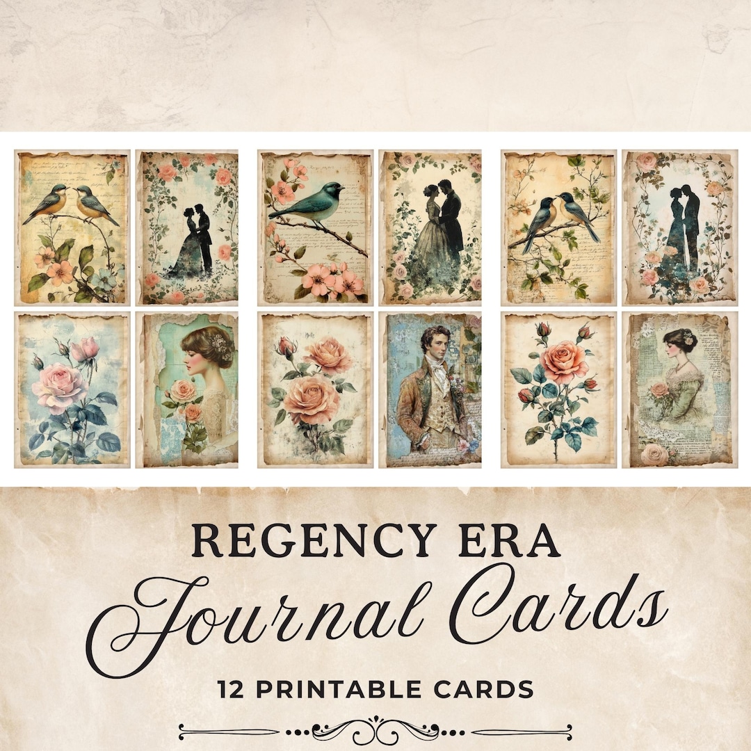 Regency Era Junk Journal Ephemera Cards, 12 Artist Trading Cards, Jane ...
