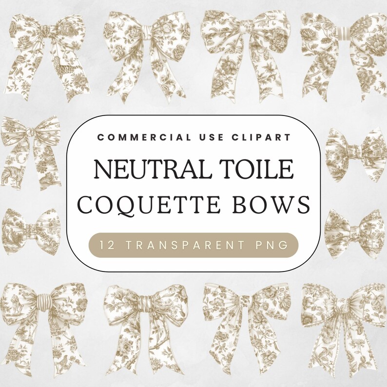 Toile Bow Clipart Bundle | Vintage French Toile De Juoy | Coquette Bows ...