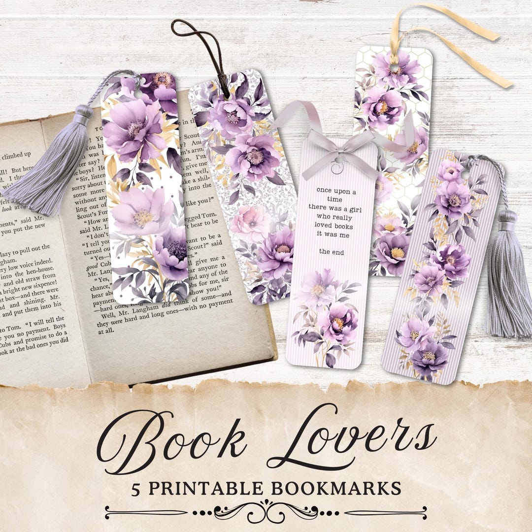Shabby Chic Printable Bookmarks, Romantic Floral Pattern Bookmark ...