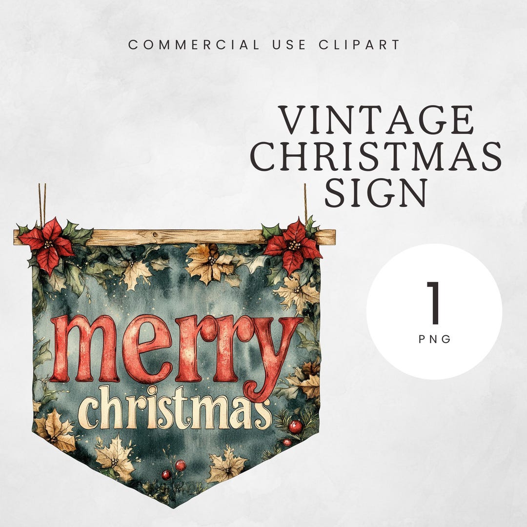 Wooden Sign Christmas Clipart, Merry Christmas Sign PNG, Vintage ...