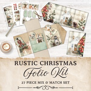 Rustic Christmas Junk Journal Kit, Farmhouse Art Paper Pages Folio ...