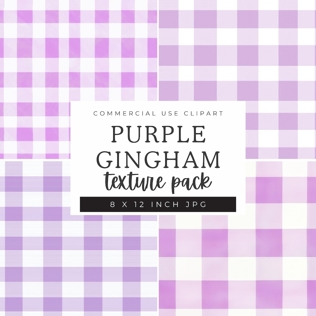 Purple Gingham Pattern Digital Paper, Plaid Background Texture, Gingham ...