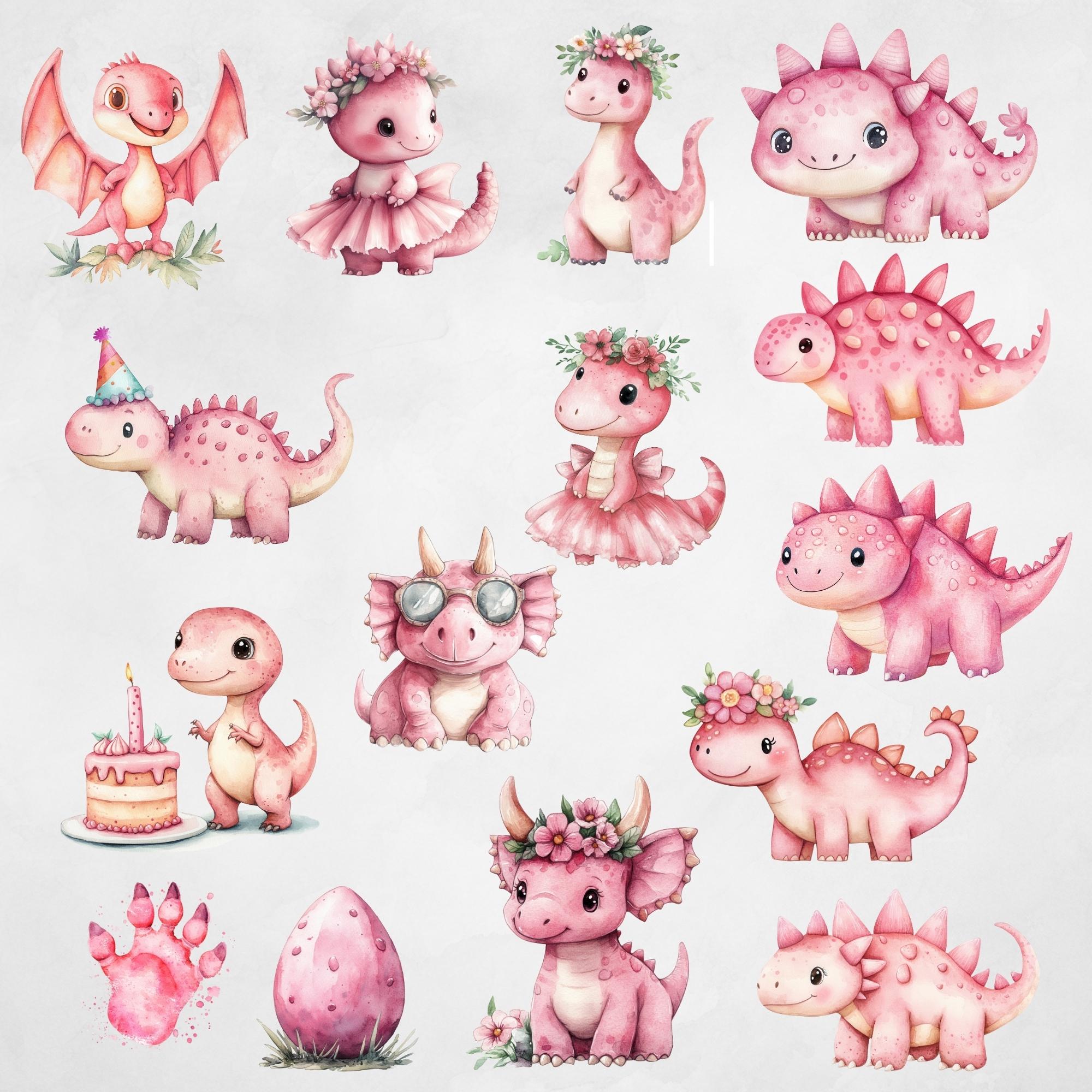 Pink Dino PNG, Girly Dinosaur Clipart, Dino Girl Clip Art, Watercolor ...