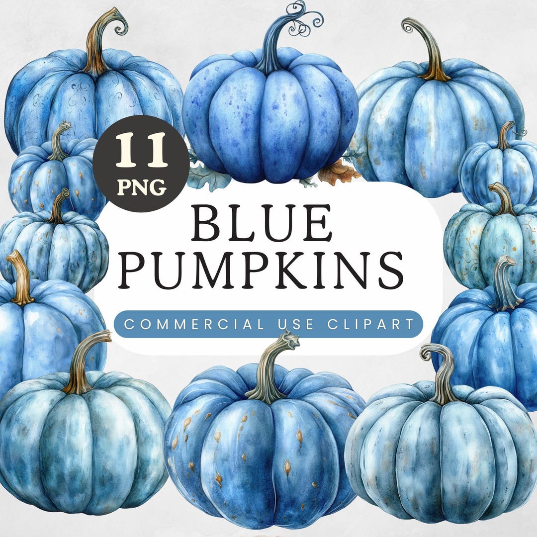 Blue Pumpkin Clipart | Autumn Farmhouse | Digital Planner Clipart ...