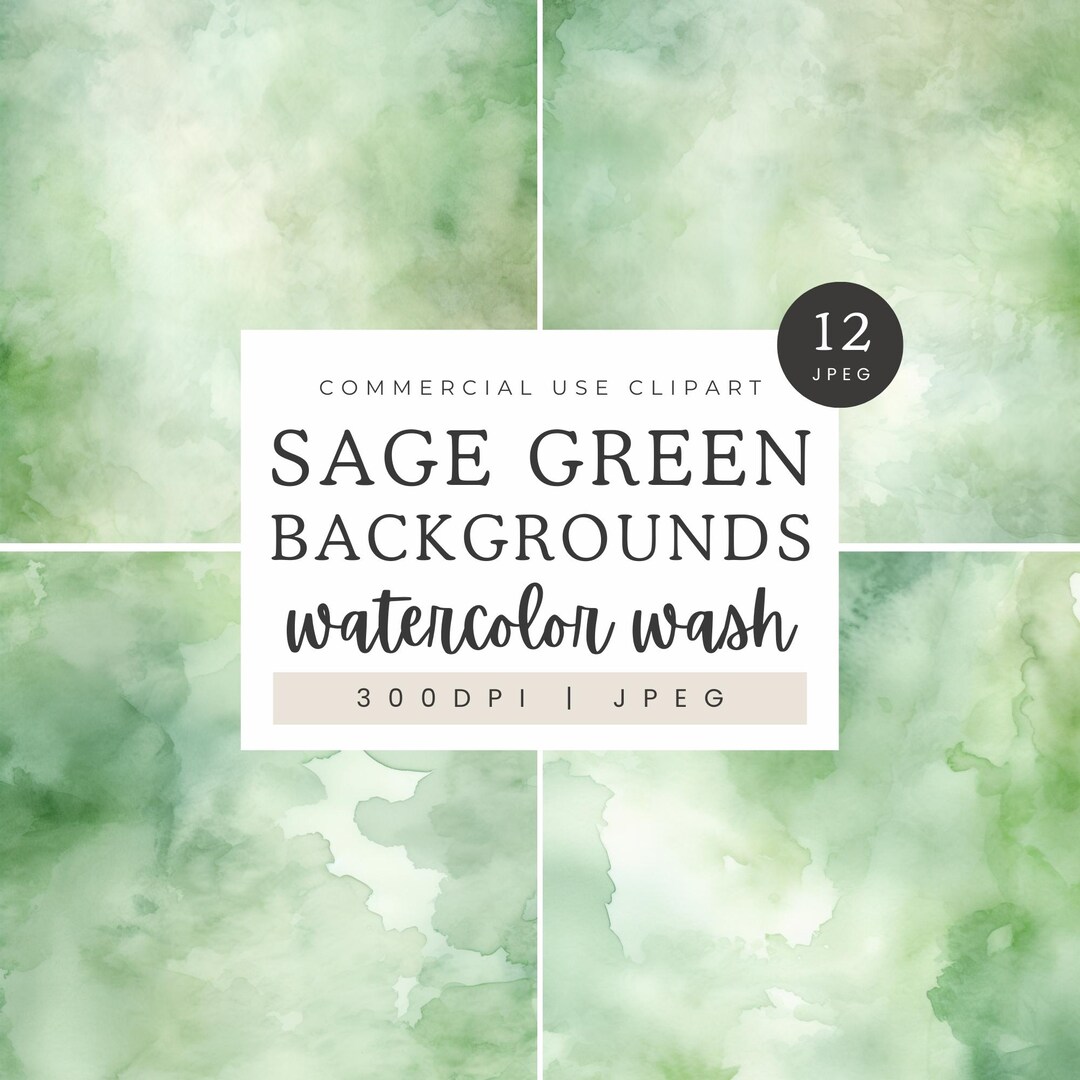 Sage Green Watercolor Texture Backgrounds, Greyish Green Watercolor ...