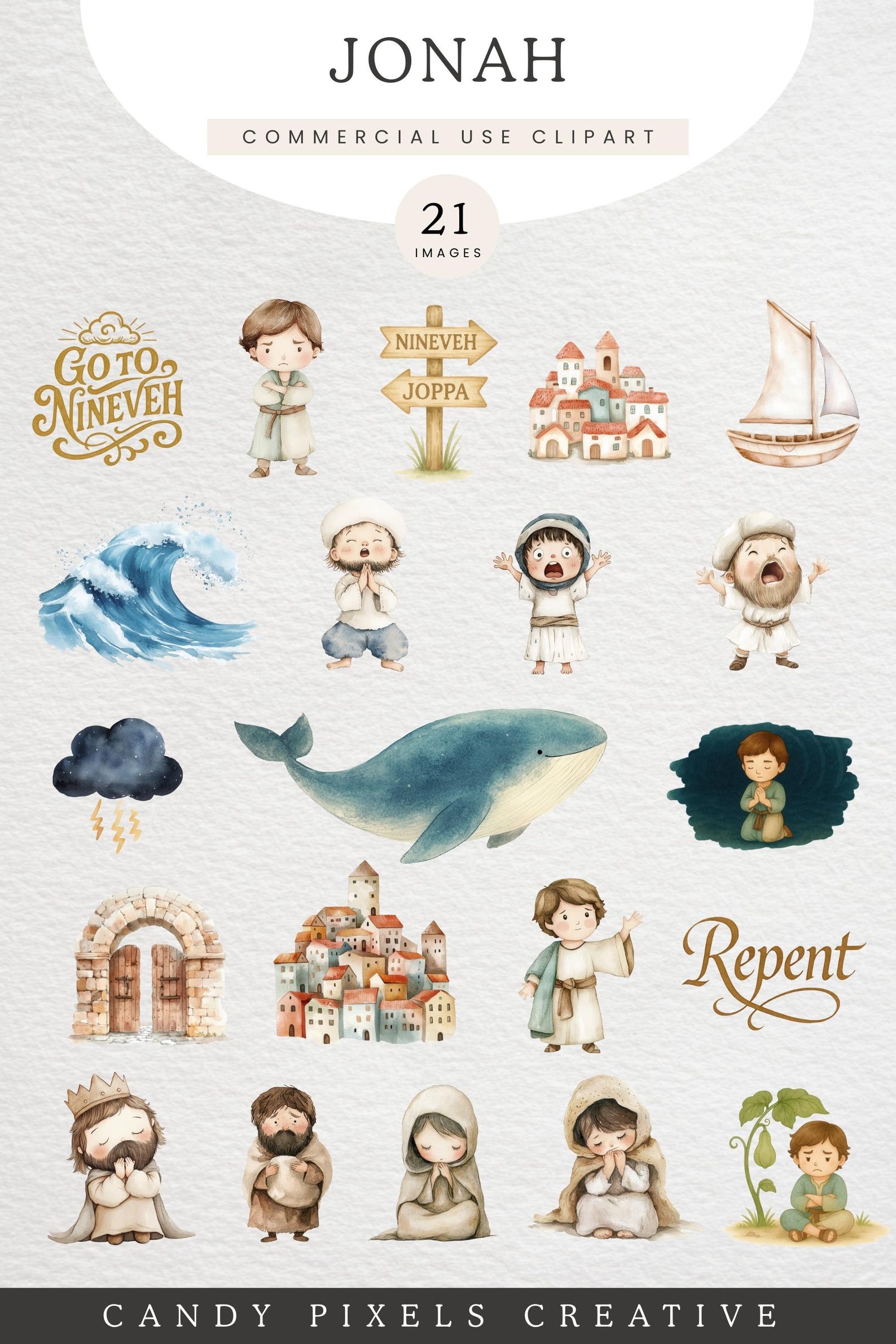 Jonah and the Whale PNG, Bible Story Clipart, Book of Jonah Clip Art ...