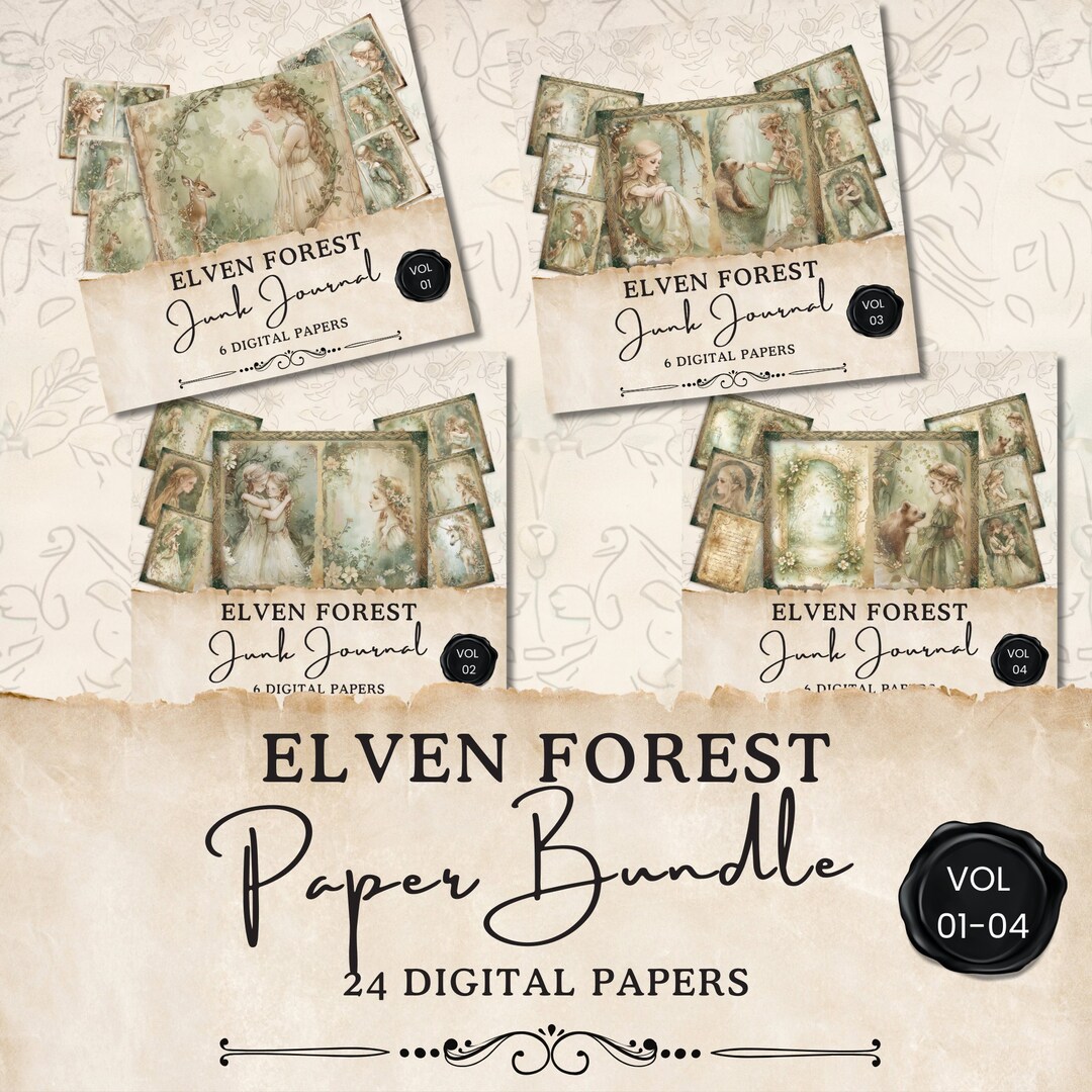 Elven Forest Theme Paper Bundle | 24 Elf Junk Journal Pages | Digital ...