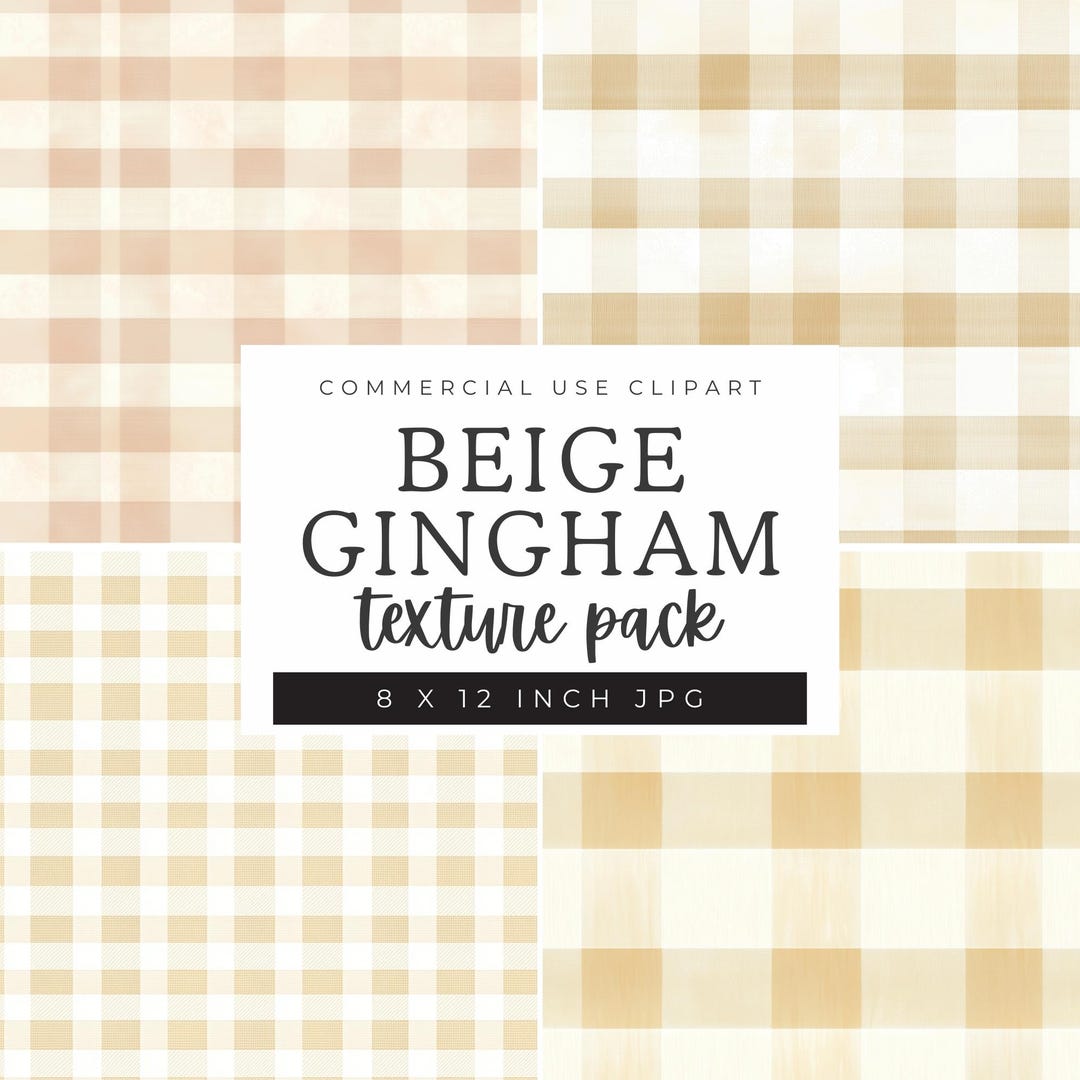 Beige Gingham Pattern Digital Paper, Plaid Background Texture, Gingham ...