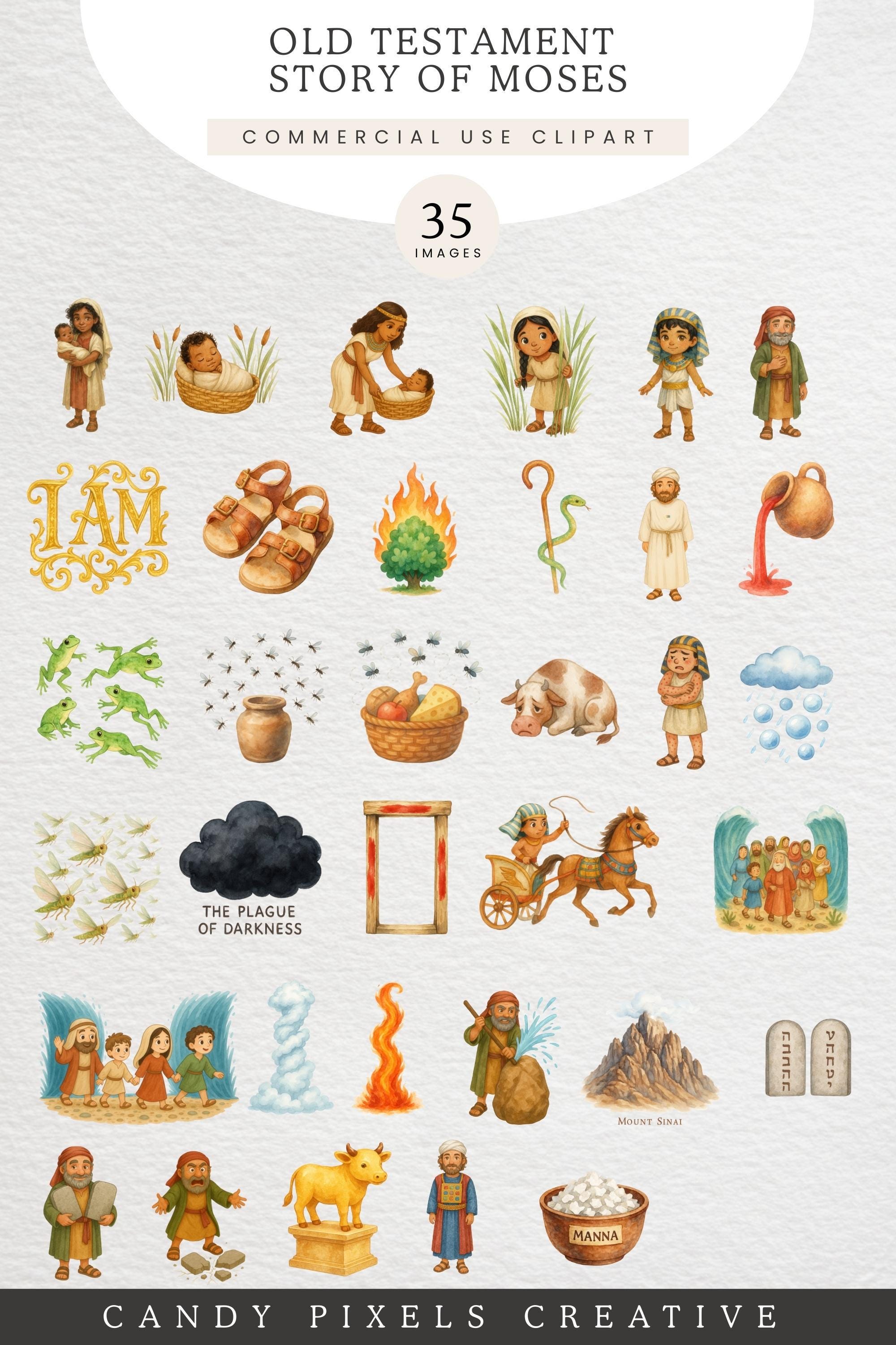 Moses Clip Art, Ten Commandments Clipart, Story of Moses PNG, Life of ...
