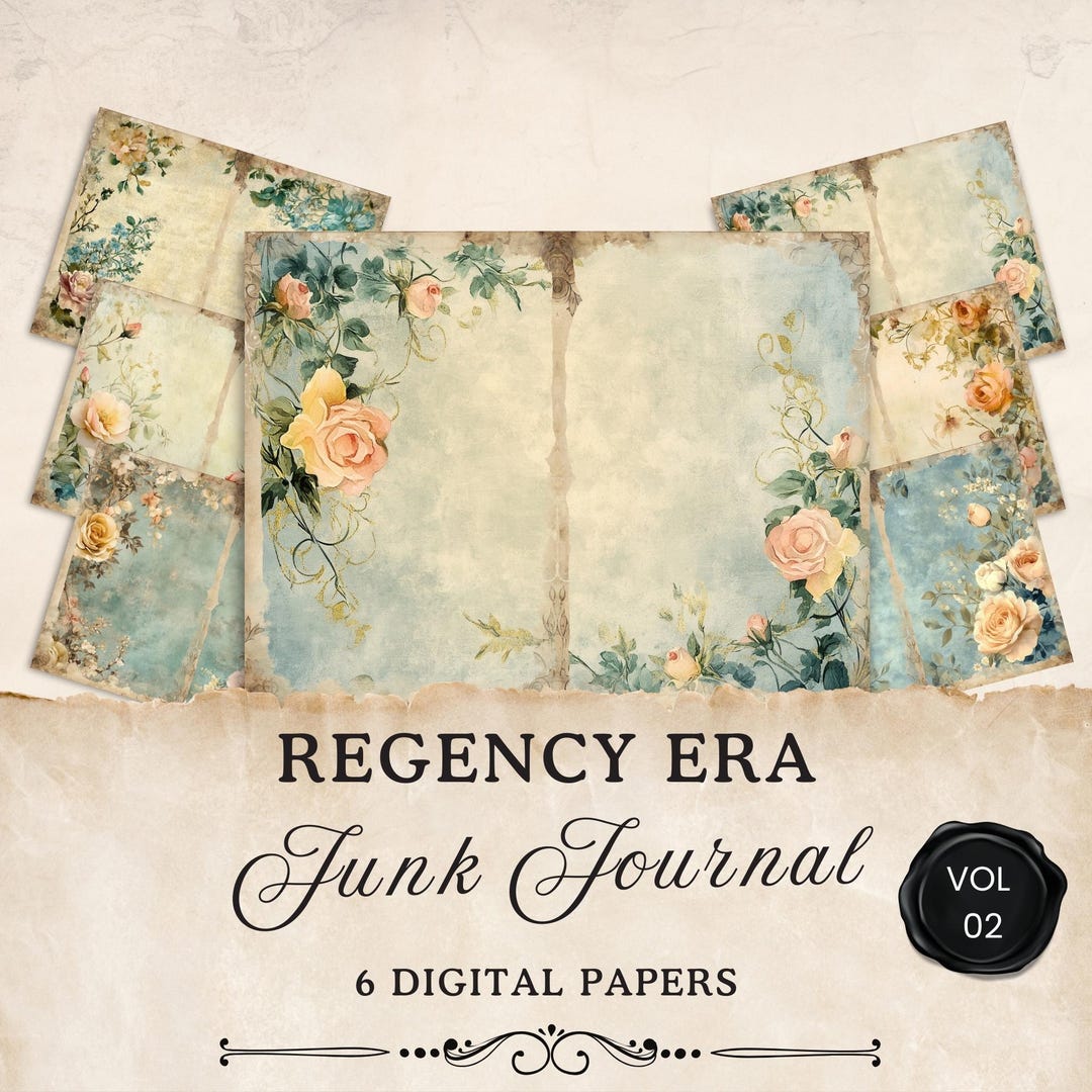 Regency Era Junk Journal Pages, 6 Jane Austen Printable Digital Papers ...
